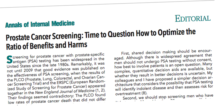PSA for prostate cancer screening: still a balancing act | Cancer World ...